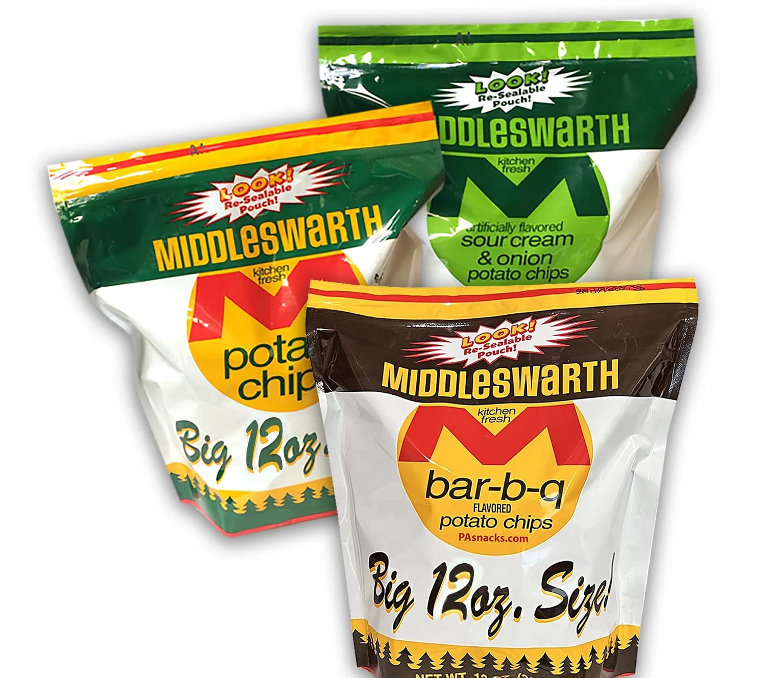 Middleswarth Chips 12oz Variety Pack - BBQ, Plain, and Sour Cream ...